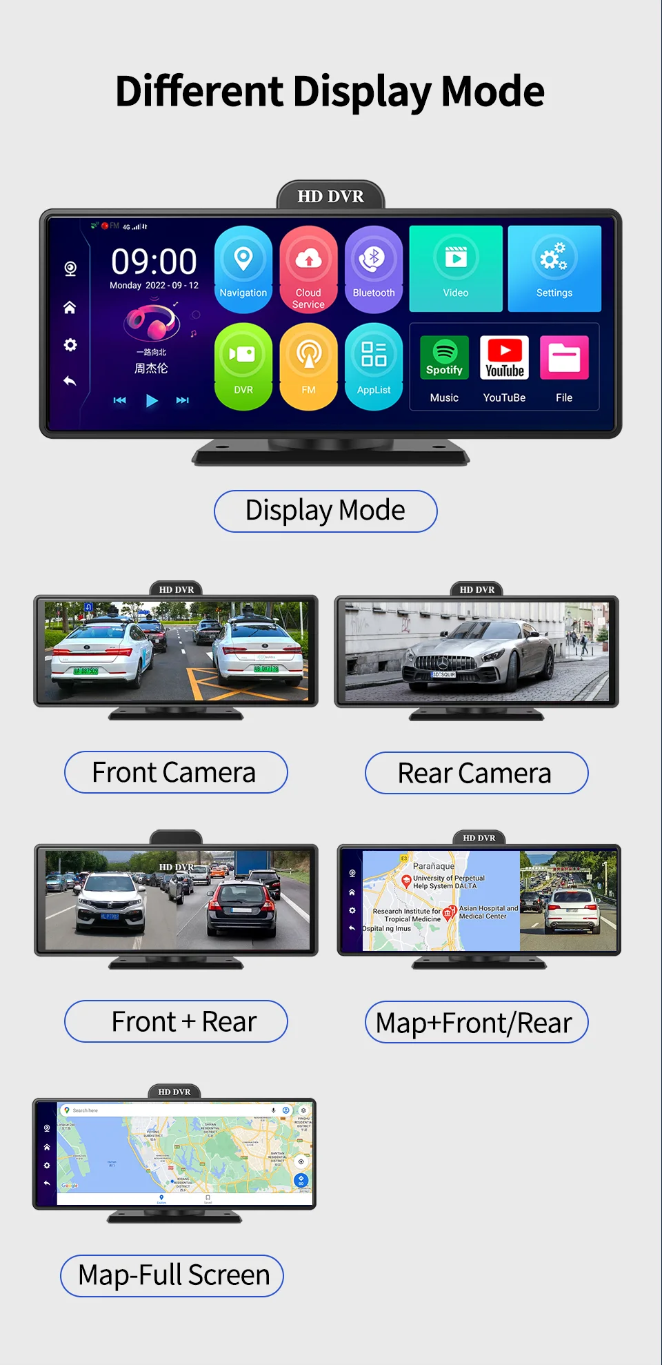 Android 10.0 ADAS Dash Cam - 10.26" HD 1080P IPS 4G 8core