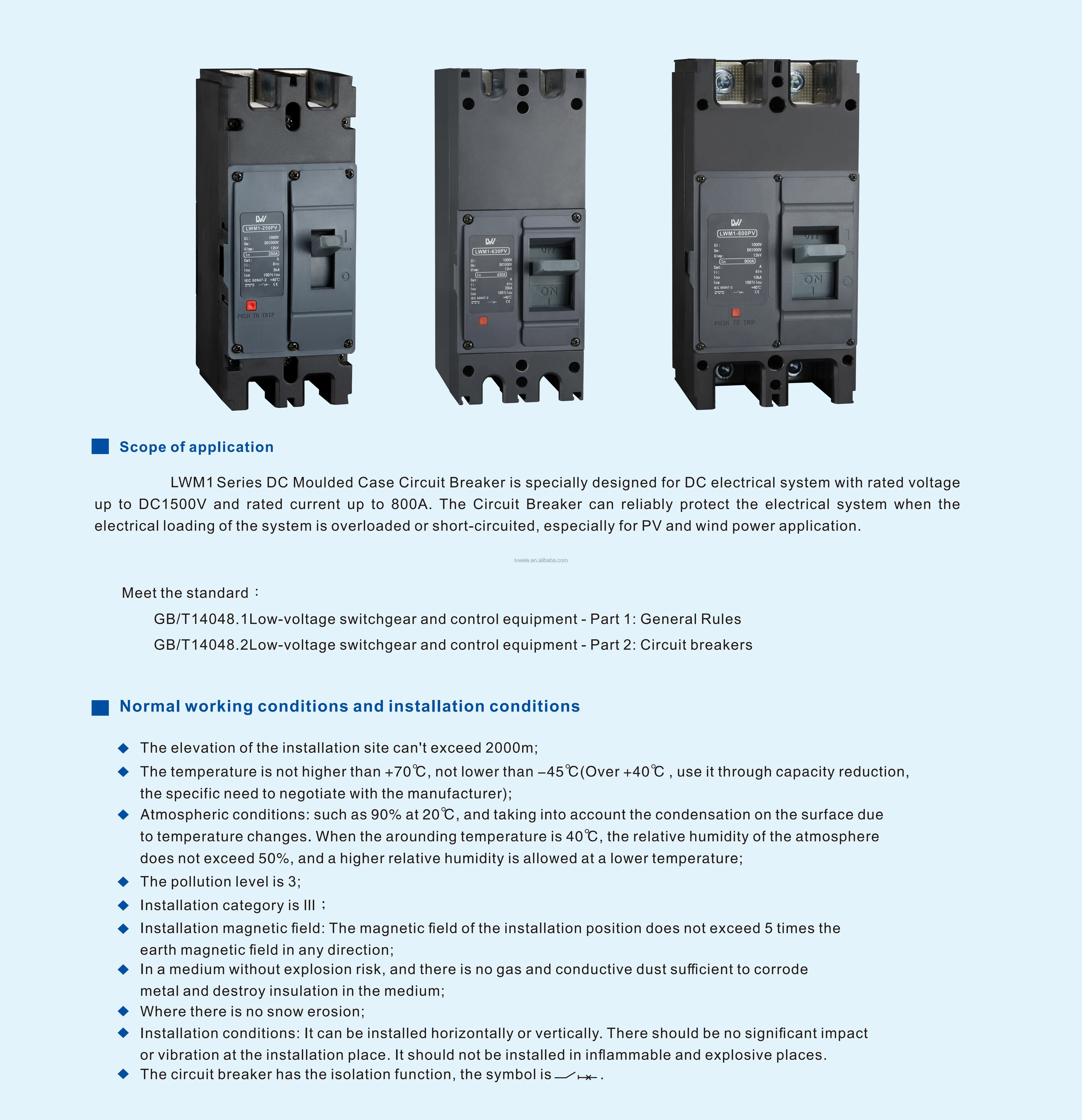 New High Voltage DC MCCB Moudled Case Circuit Breaker DC 2P 1000V 100A ...
