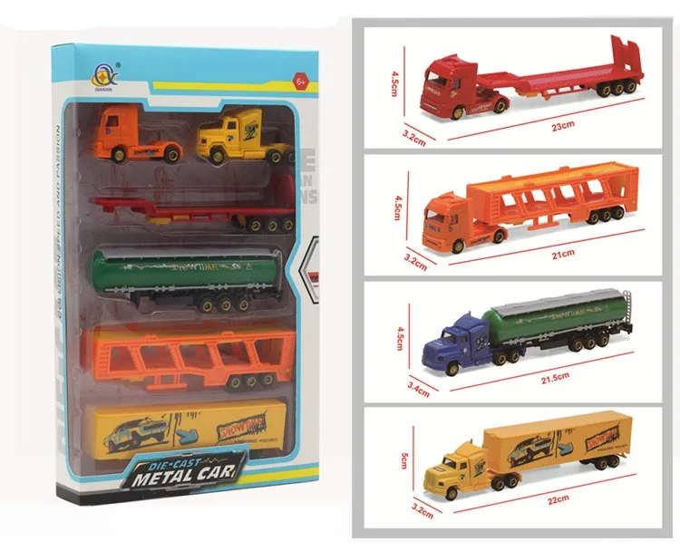 6-Piece Alloy Transport Vehicle Model Set Multi Style DIY Combination ...
