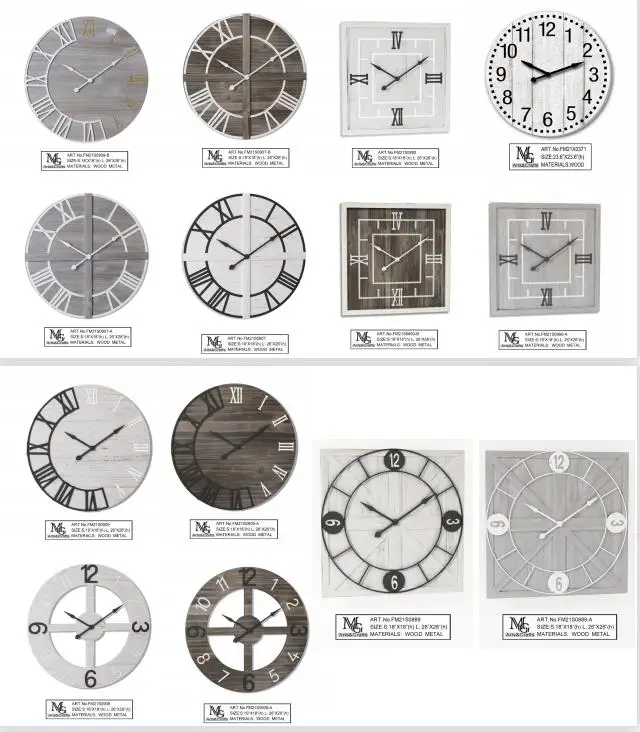 Custom Home Decoration Gift Wall Clocks Vintage Wood Industrial Designs ...