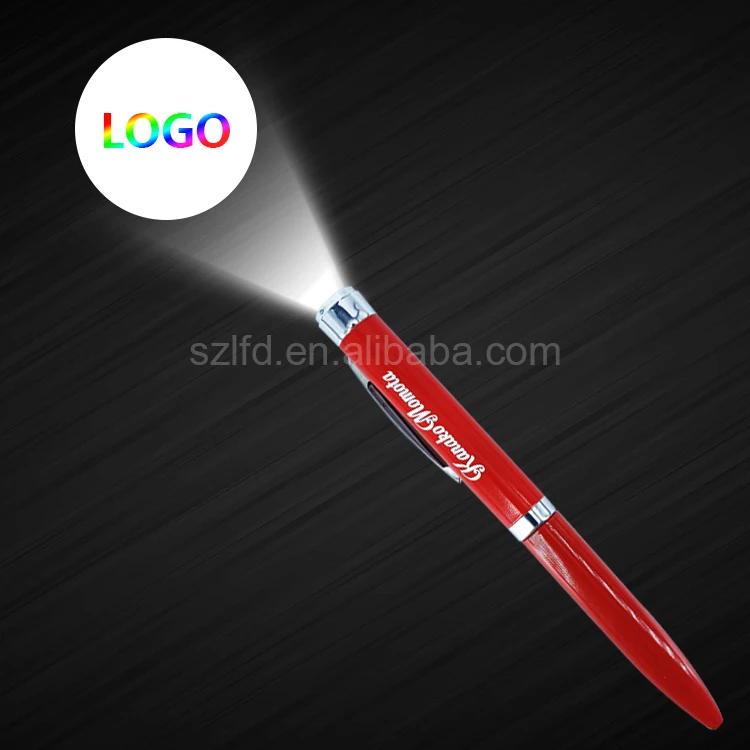 Promotional Custom Logo Ball Pen Led Glowing Rgb Flashing Torch Pens ...