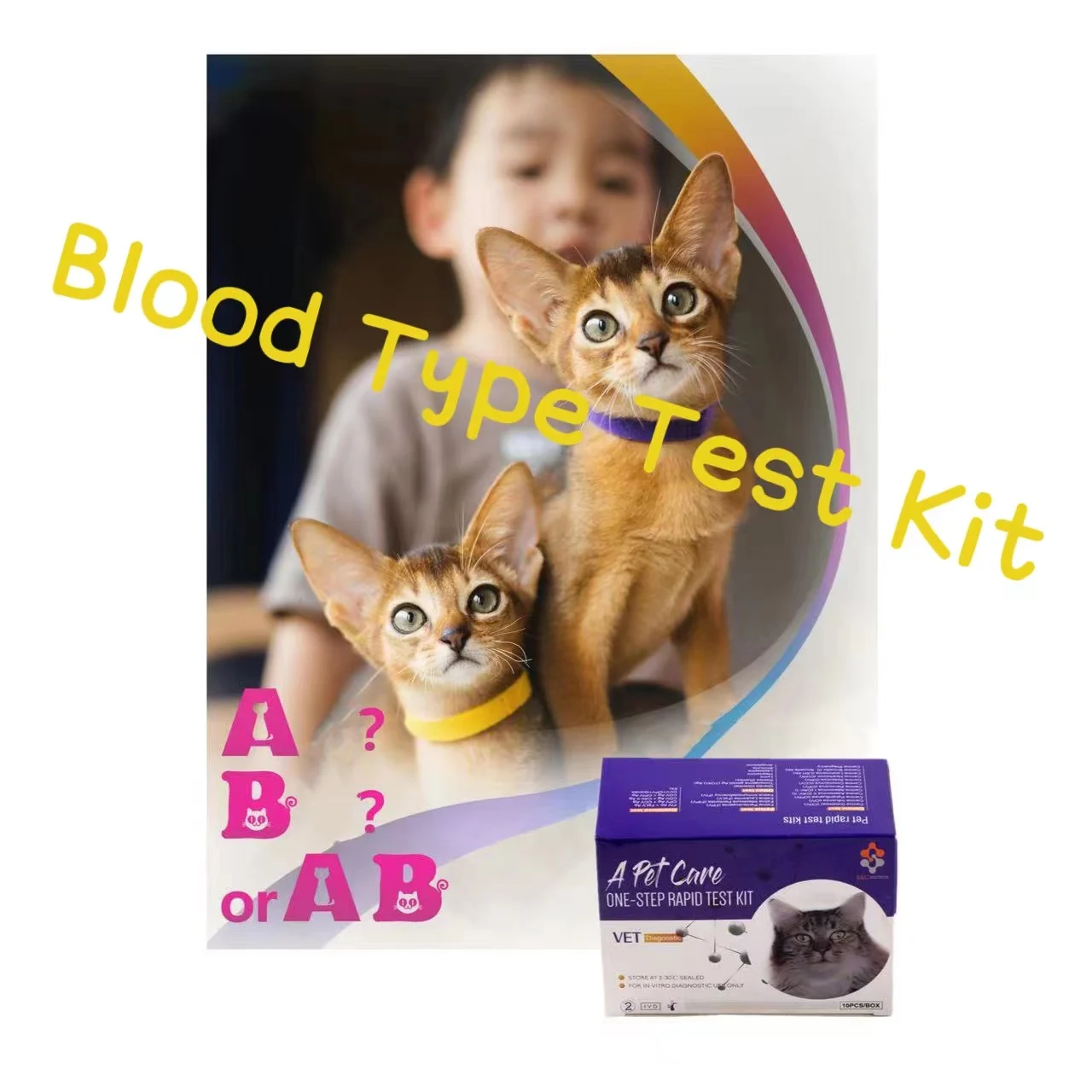 Cat A/B Type Cards Blood Detect Feline Blood Grouping Pet Care Tests ...