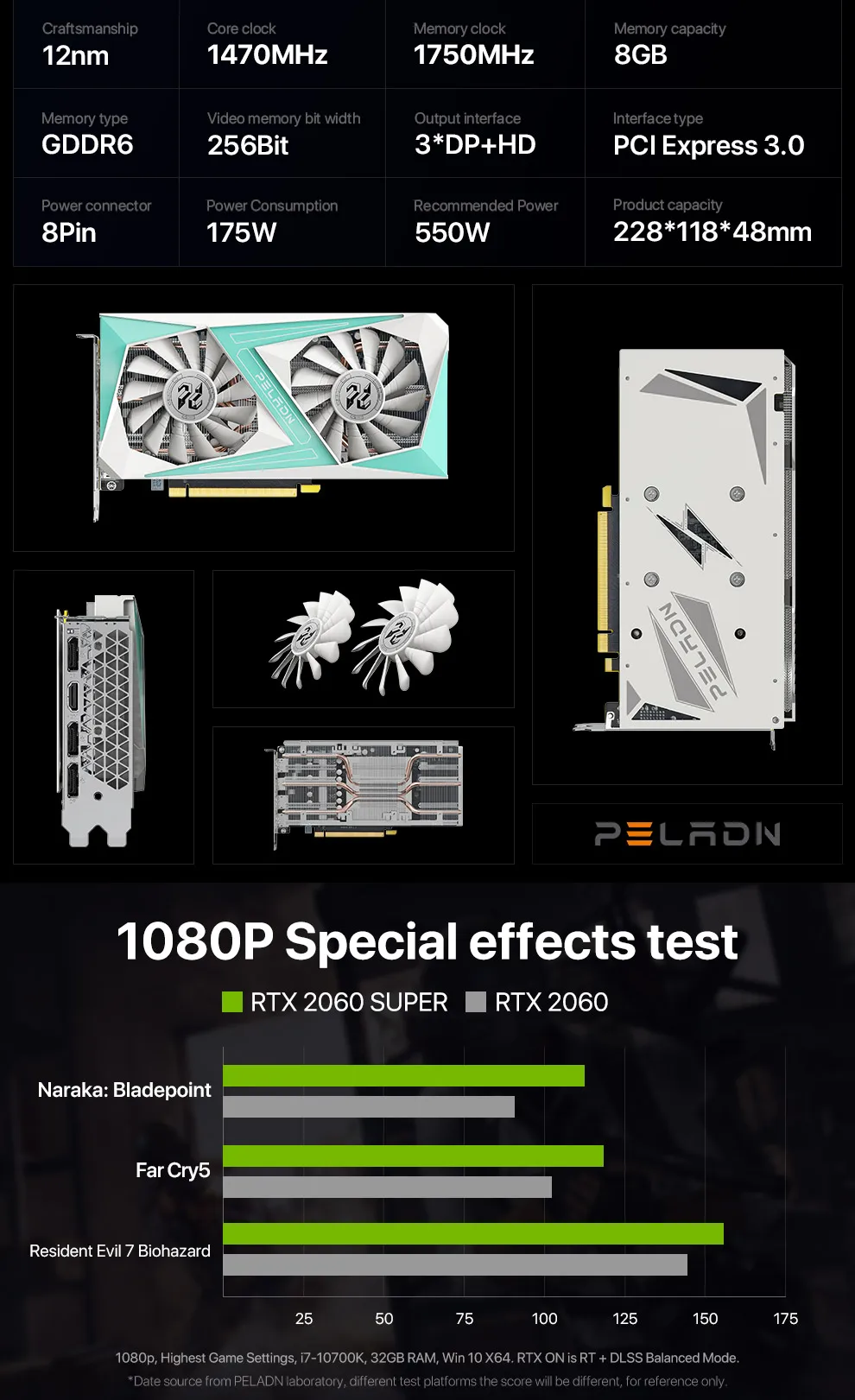 Peladn Rtx Gpu Geforce 2060 Super 8gb Pc Graphics Card 6 Gddr6 Dual Fan ...