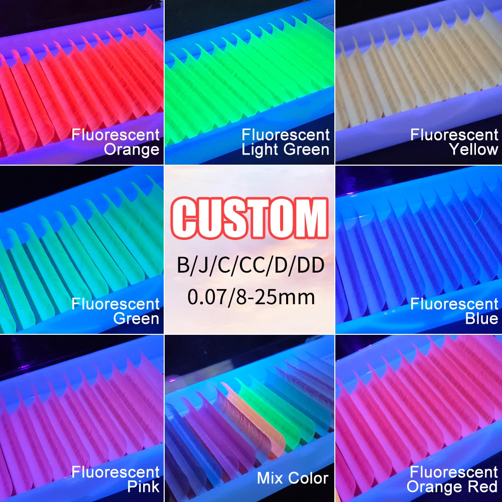 Abonnie Custom Own Brand Rainbow Glitter Lashes Individual Color ...
