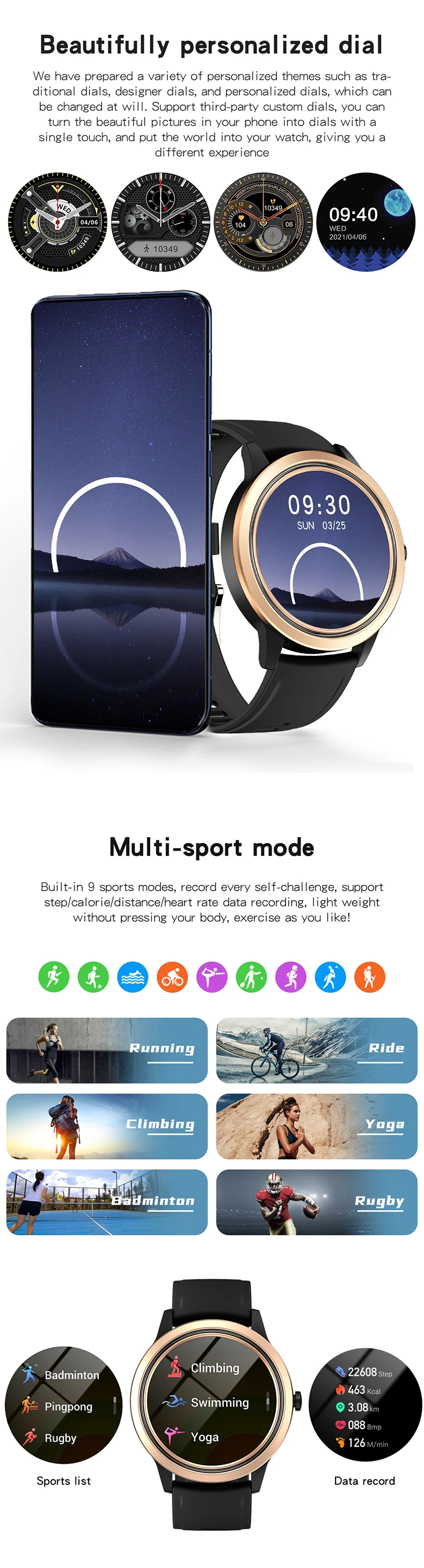 A60 Smart Watch Bt Call Hd Screen Voice Assistant Ui Modes 24h Heart ...
