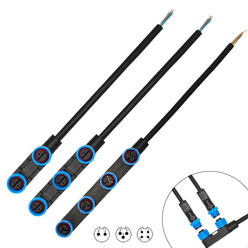 1 to 4 electric cable adapter F type waterproof M15 4 port 3 core led ...