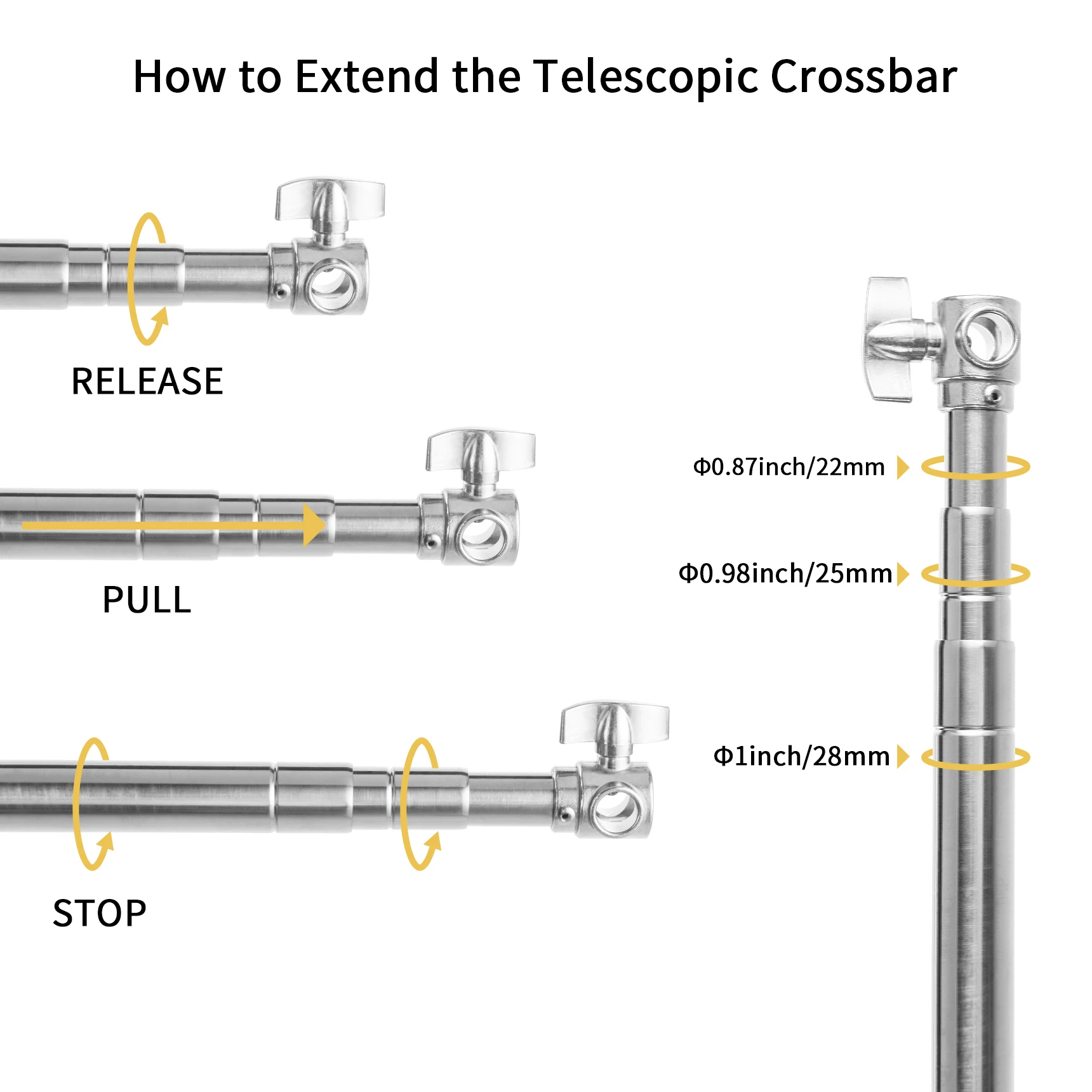 Selens 3 Section Stainless Steel Telescopic Crossbar