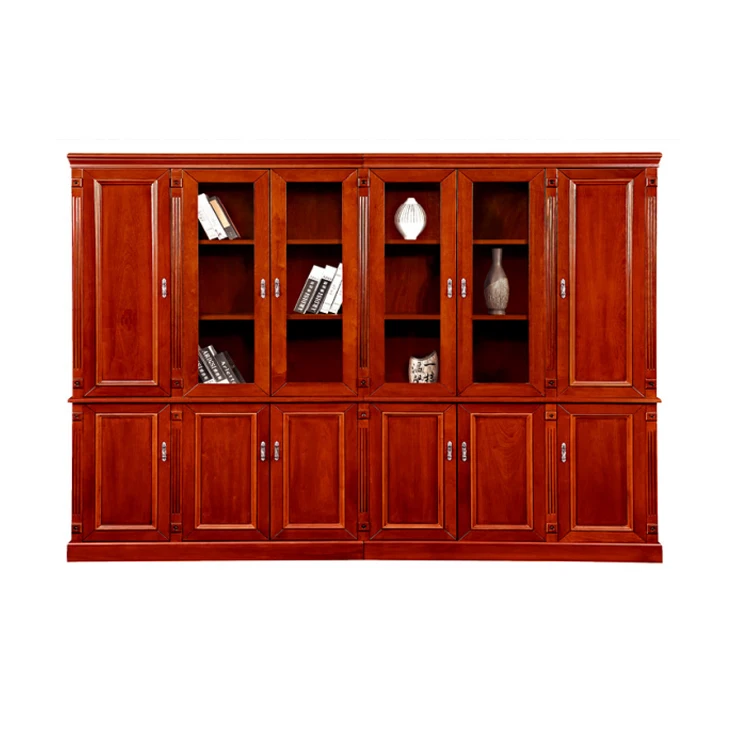 Luxury Classical Design Wooden Bookcase 6 Doors File Cabinet Office ...