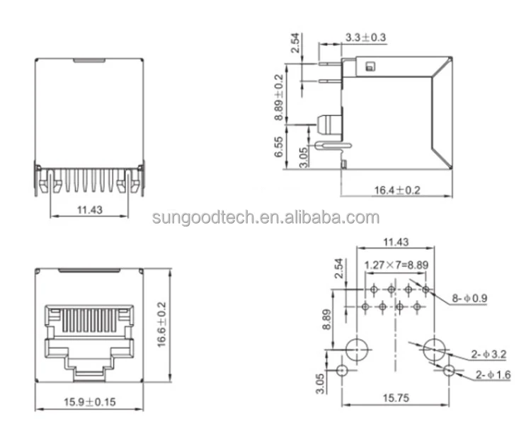 RJ45 Vertical Communication Network Port Network Socket Interface 5224 ...