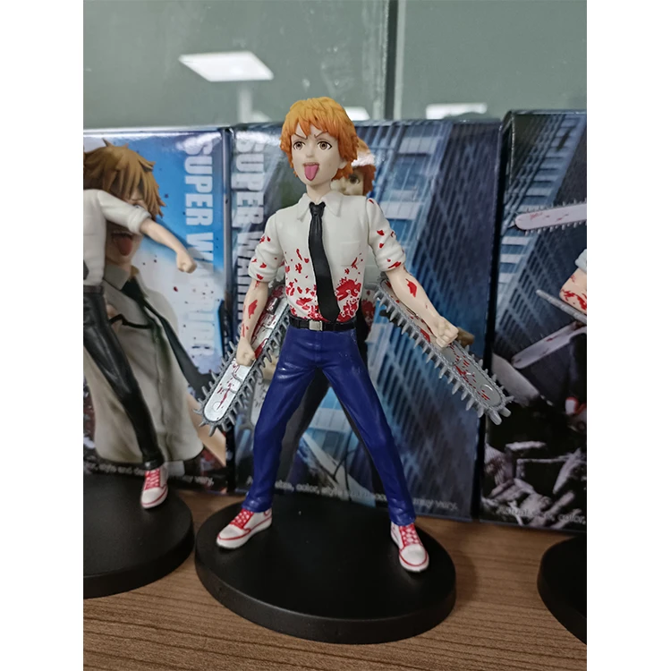 Hot Anime Figure Chainsaw Man Denji Handsome Helmet Saw Fighting Pose ...
