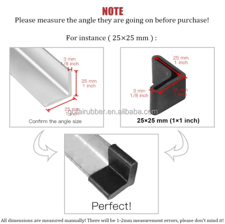 PVC L Shape Angle Iron Rubber End Caps - Protect Your Furniture