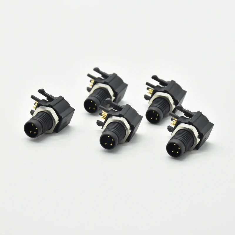Male M8 Pcb Connector4 Pin Electrical Right Angle 90 Degree Black ...