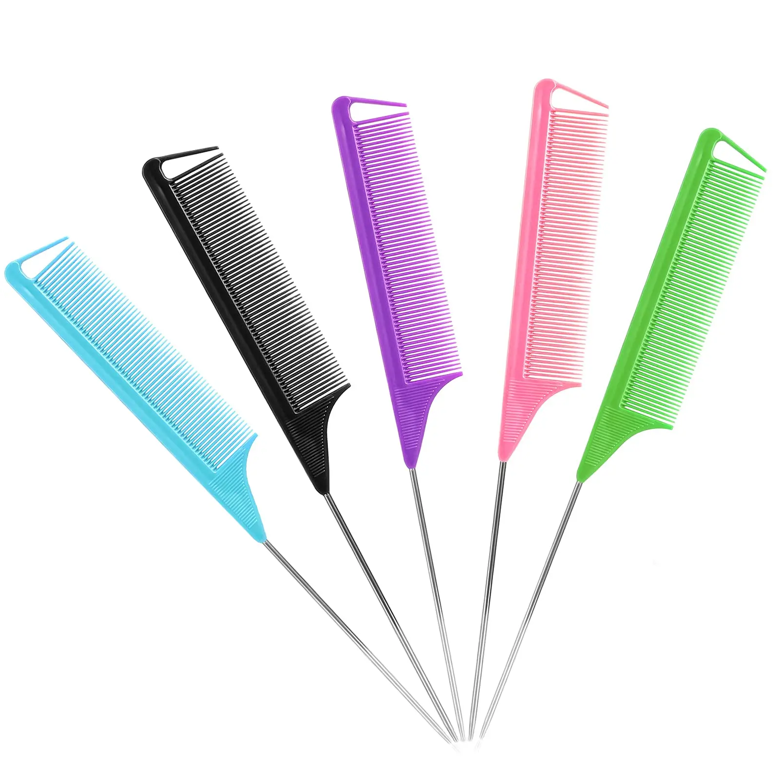 Private Label Heat Resistant Pink Barbering Carbon Fiber Metal Rat Tail ...