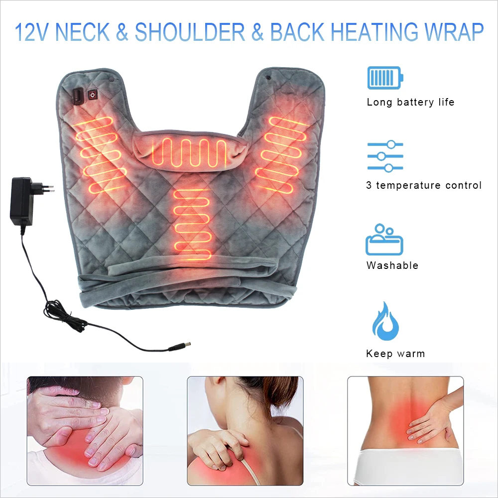 12V Neck Shoulder Back Heating Wrap - Relief for Body Pain