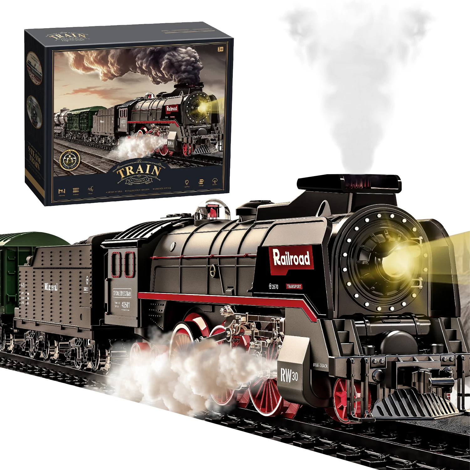 Classic Steam Spray Electric Train Toys Set Kids Slot Toys Train With Light Music - Buy Train ...