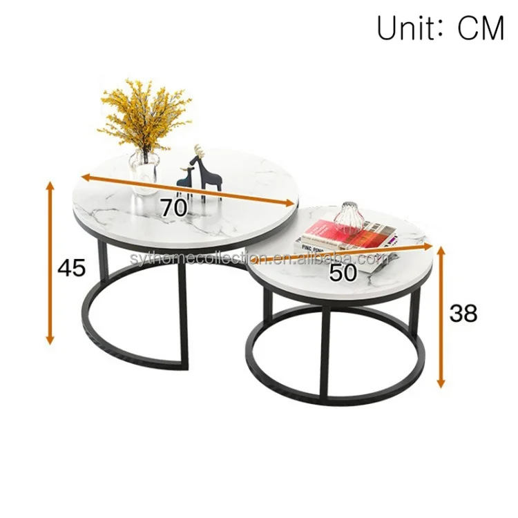 Nordic Luxury Modern and Simple Metal Stone Gold Nested Coffee Table ...
