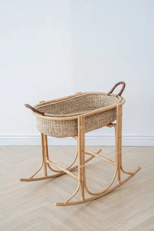 Nattural Rattan Baby Basket Rocking Stand - Buy Rattan Baby Basket ...