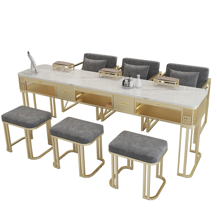 Metal Beauty Nail Salon Equipment Furniture Nail Table Set Manicure ...