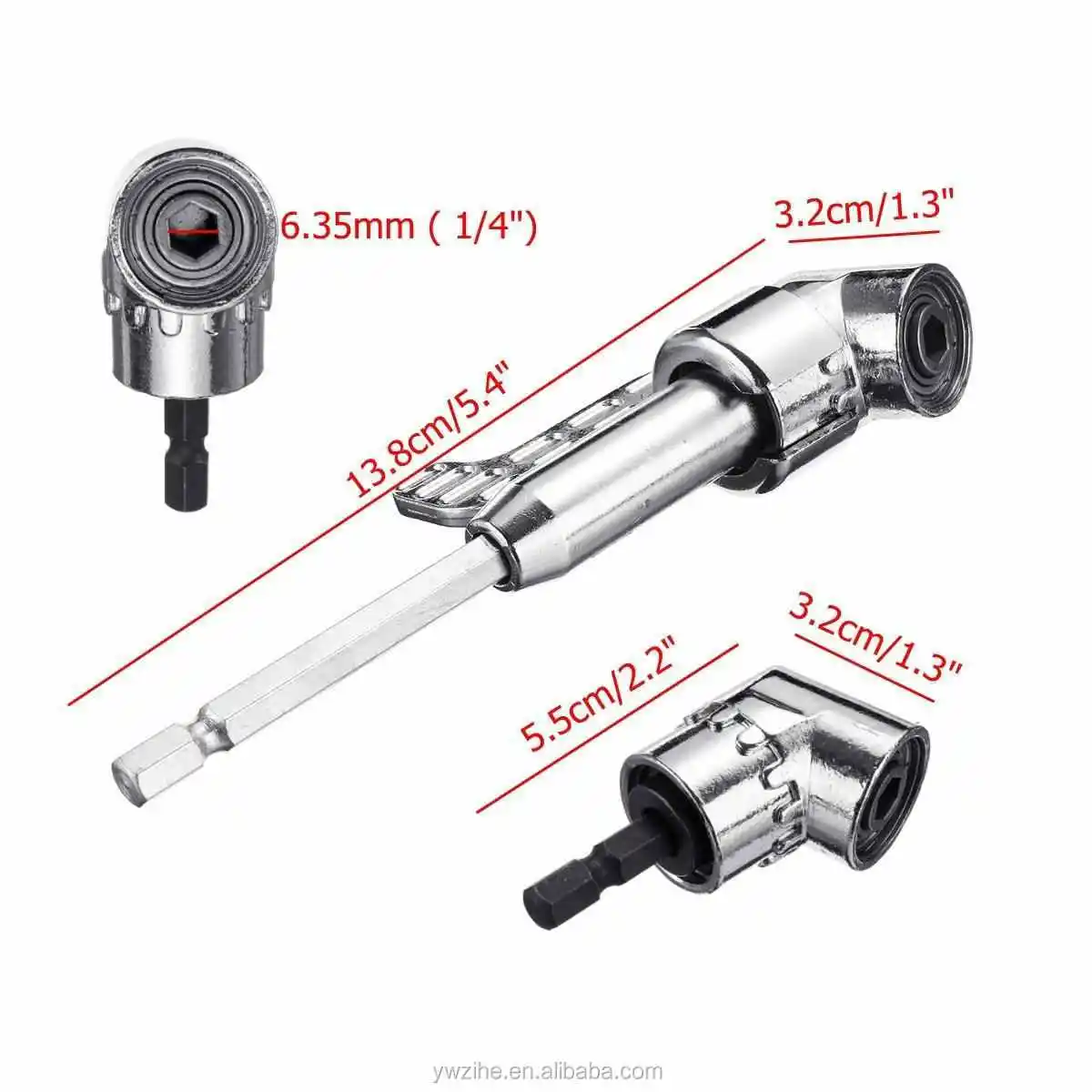 105 Degree Right Angle Extension 1/4 "Hexagon Screwdriver Head Fixture ...