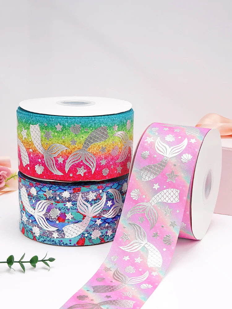 Wholesale Fish Tail Silver Foil Hologram Ribbon Custom Printed ...