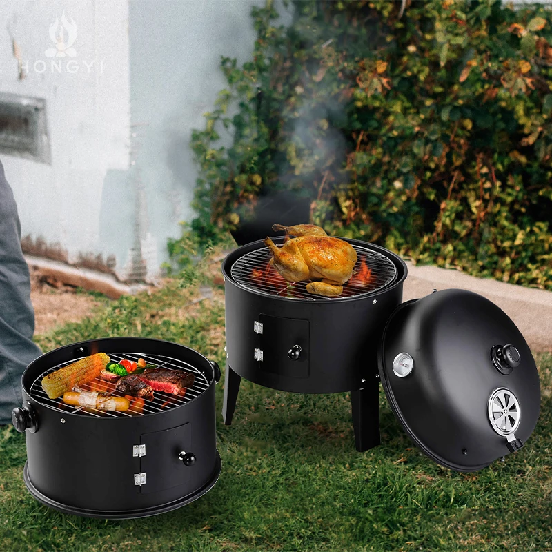 3 Layers Tower Vertical Barrel Outdoor Camping Barbecue Grill 3 In 1 ...