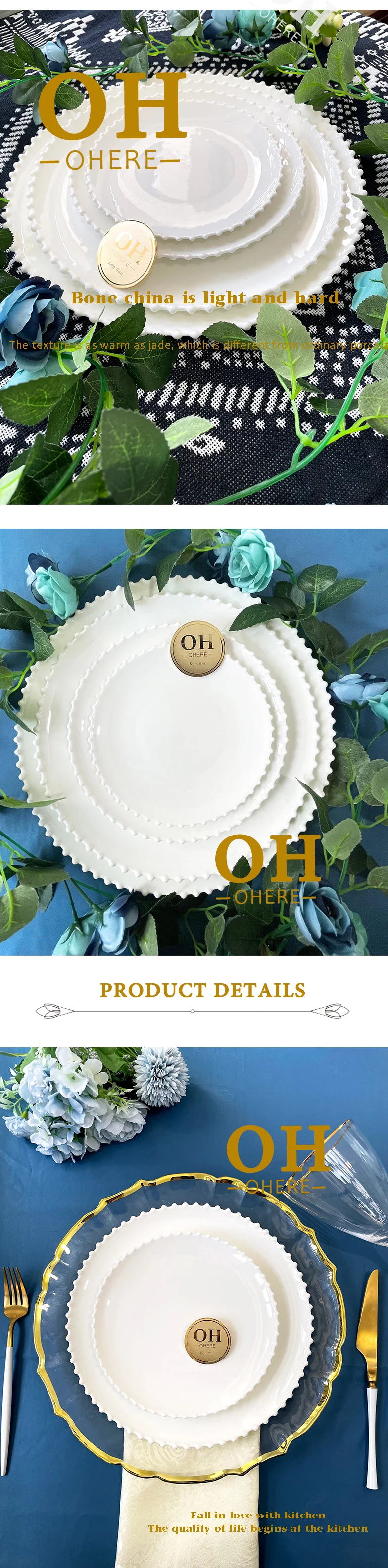 Popular Embossed Wedding Plate Set Luxury Bone China Dinner Set ...