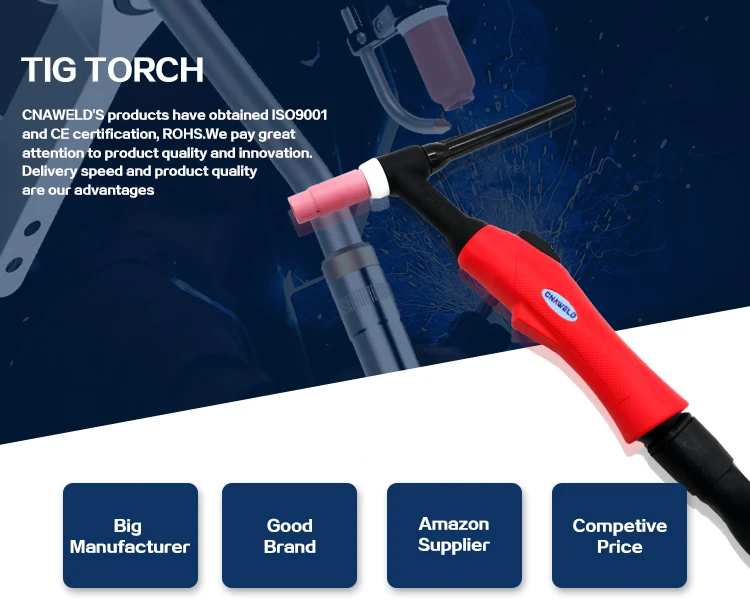 CNAWELD Adjustable Switches Air Cooled TIG Torch - 4M Length