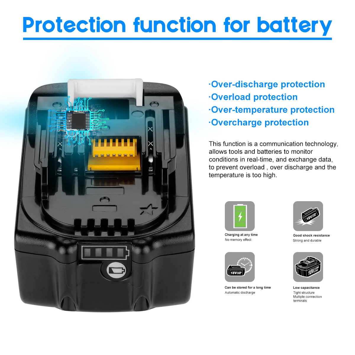 18v 6.0ah Battery For Makitas Compatible Batteries Bl1860b 18v Battery ...