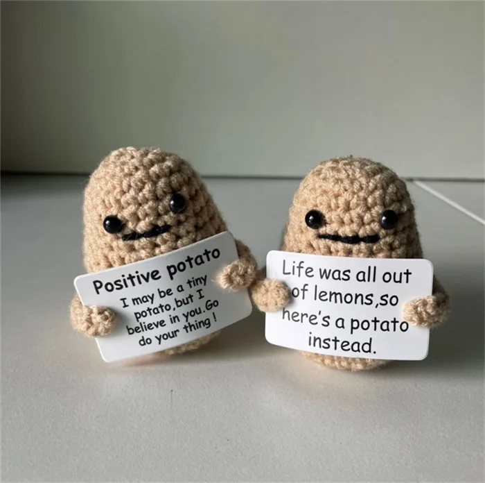 Mini Funny Positive Potato Cute Knitted Positive Potato Doll Positive ...
