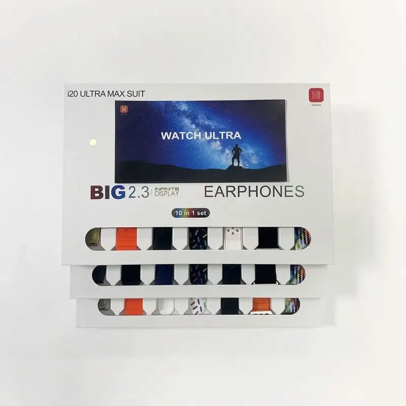 10 In 1 Set 7 Straps Smart Watch I20 Ultra Max Suit 2.3 Inch I30 I50 ...