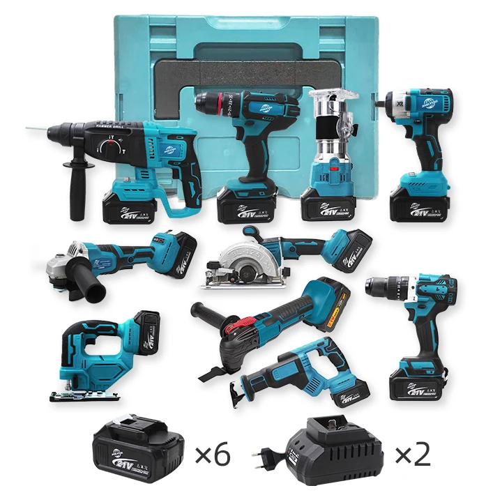 Cordless Power Tools Combo Kit Battery Power Tool Kits 21V Lithium ...