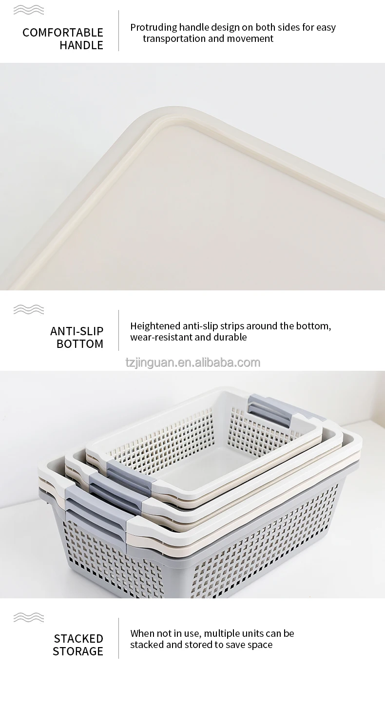 Large Rectangular Kitchen Basket - Durable Plastic Fruit Basket