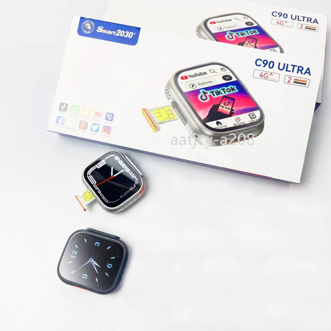 C90 Ultra Dual Camera 4g Sim Card Phone Call Watch S9 Ultra 2 Watch ...