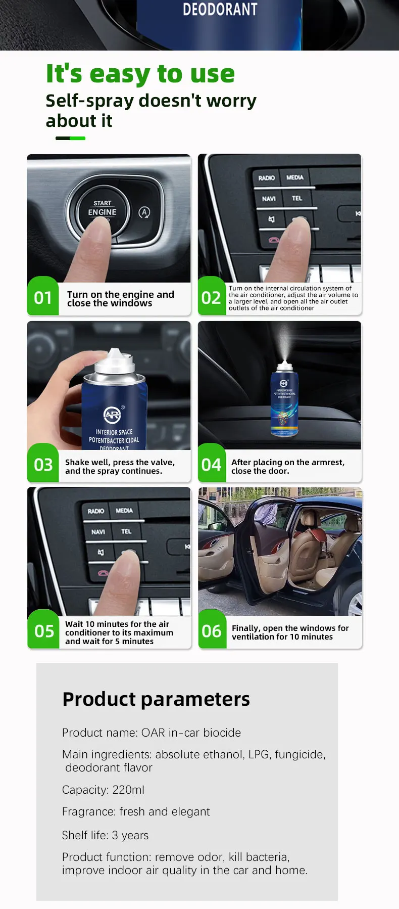 High Quality Anti-Bacterial Car Deodorant Scent Freshener Spray Odor ...