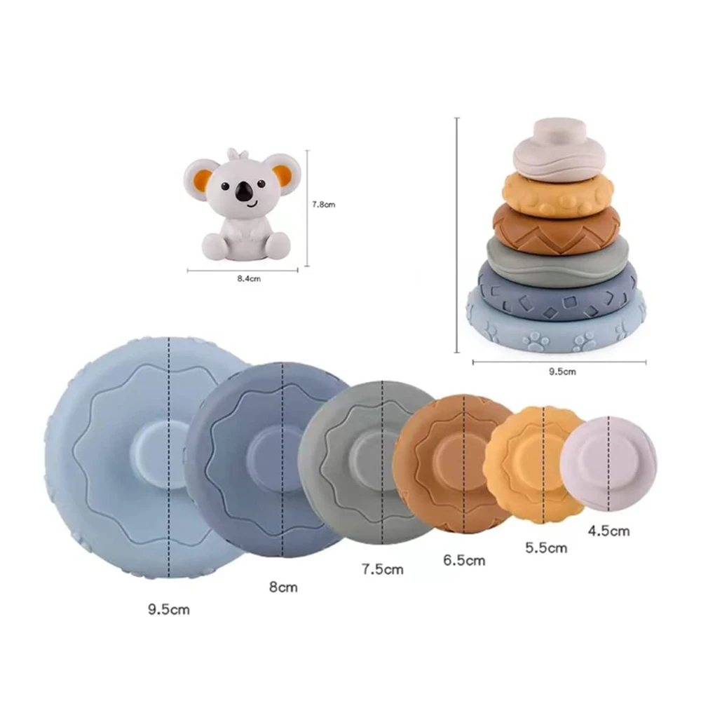Baby Stacking & Nesting Circle Koala Toys Soft Ring Stacker & Building ...
