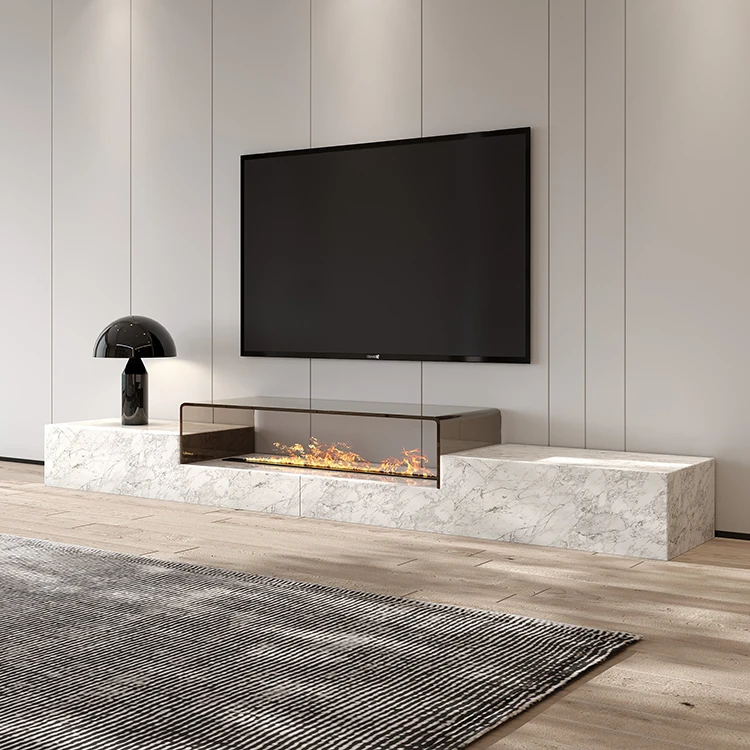 Commercial Natural Marble Media Console | PGR Furniture Project-Grade