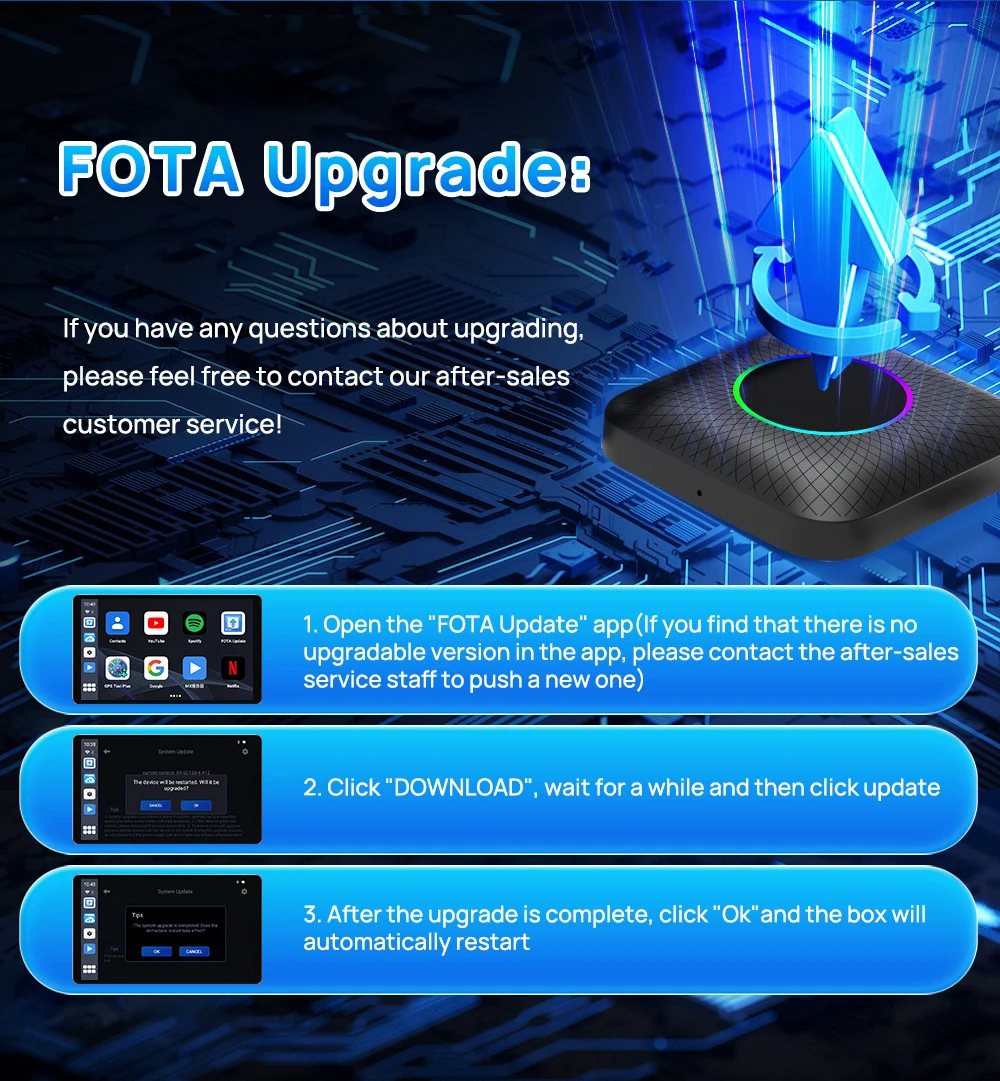 Tbox LED UB Smart Carplay Ai Box - Android 13, 4GB+64GB