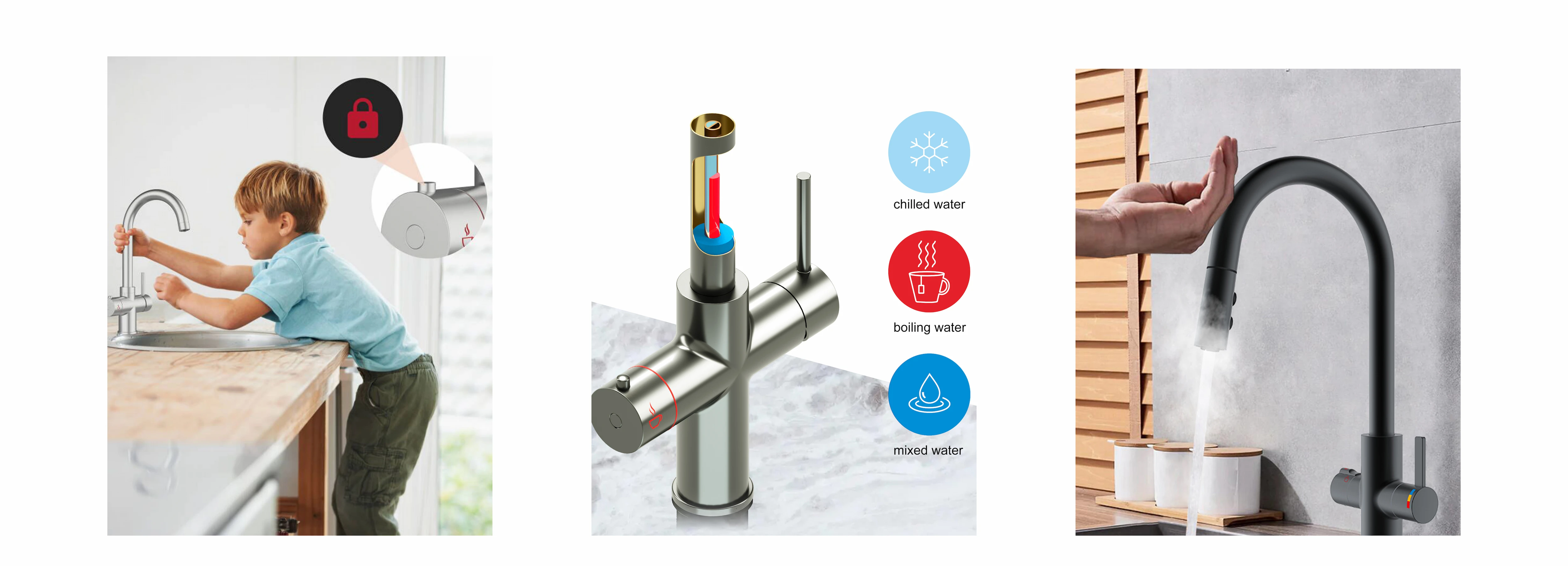 4 In 1 Pull Out Boiling Water Faucet With Child Safety Lock - Buy ...