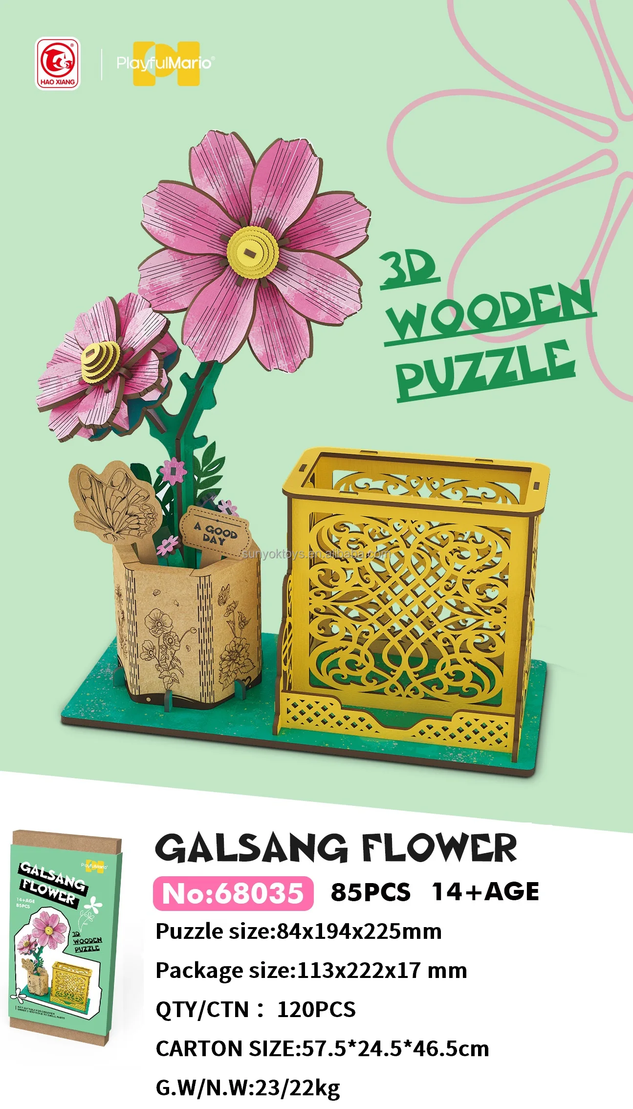 3D Wooden Jigsaw Puzzle Flowers Wood Craft Model Kits Eternal Flowers ...