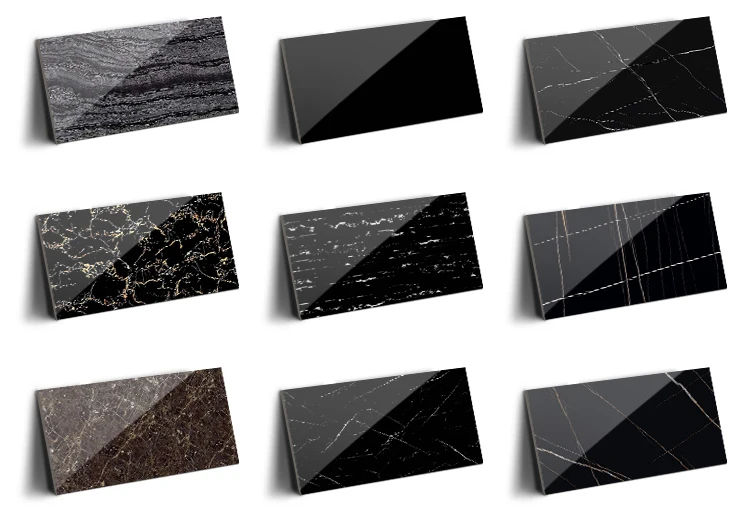 Living Room Porcelain Tiles Polished 600x1200 Pure Black Floor Mirror ...