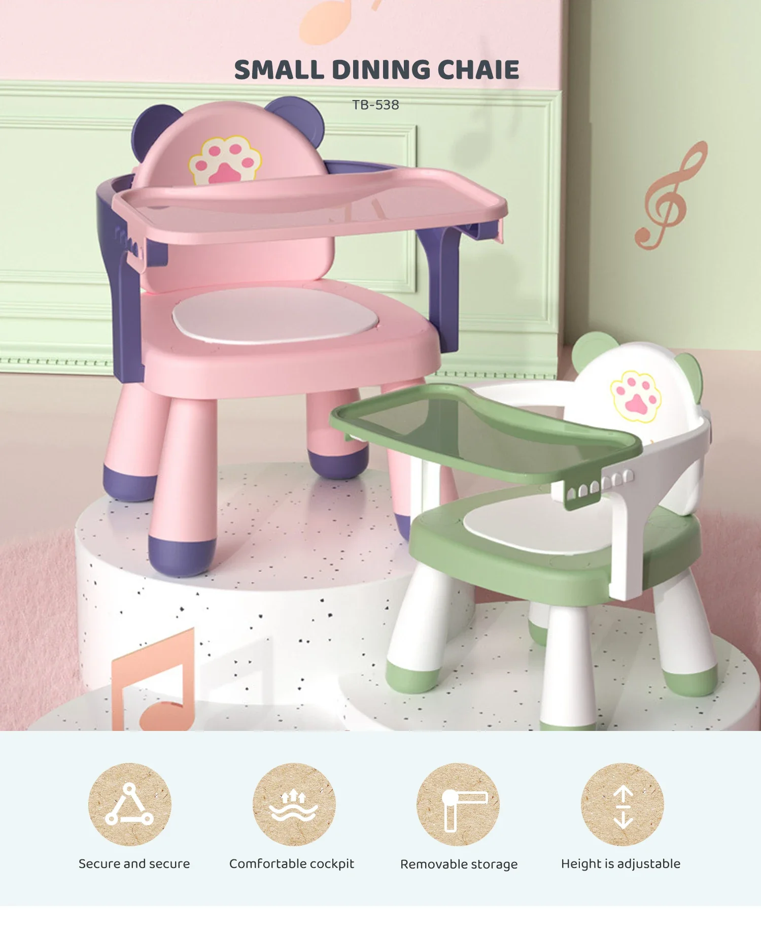 Folding Baby Highchair Kids Chair Dinning High Chair Toddler Children ...