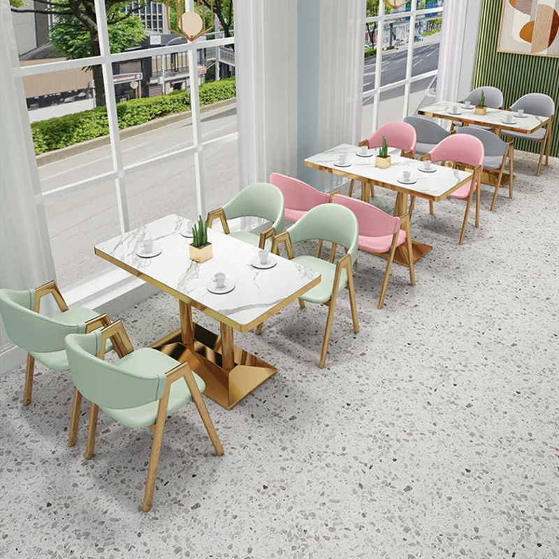 Restaurant Bar Dining Table and Chair Set, Booth Seating Marble Small ...