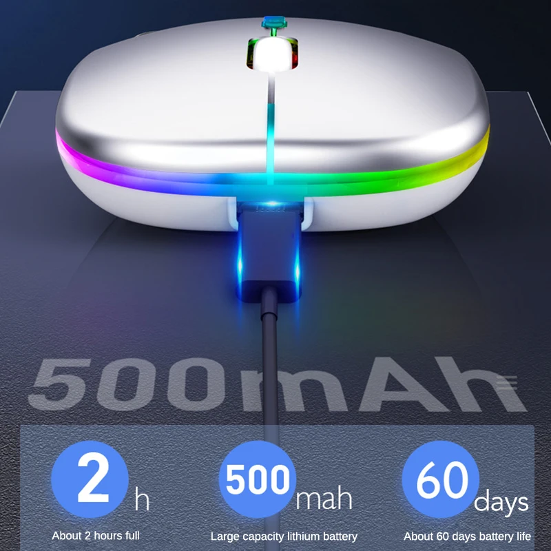 Wireless Mouse BT RGB Rechargeable for Laptop & Desktop