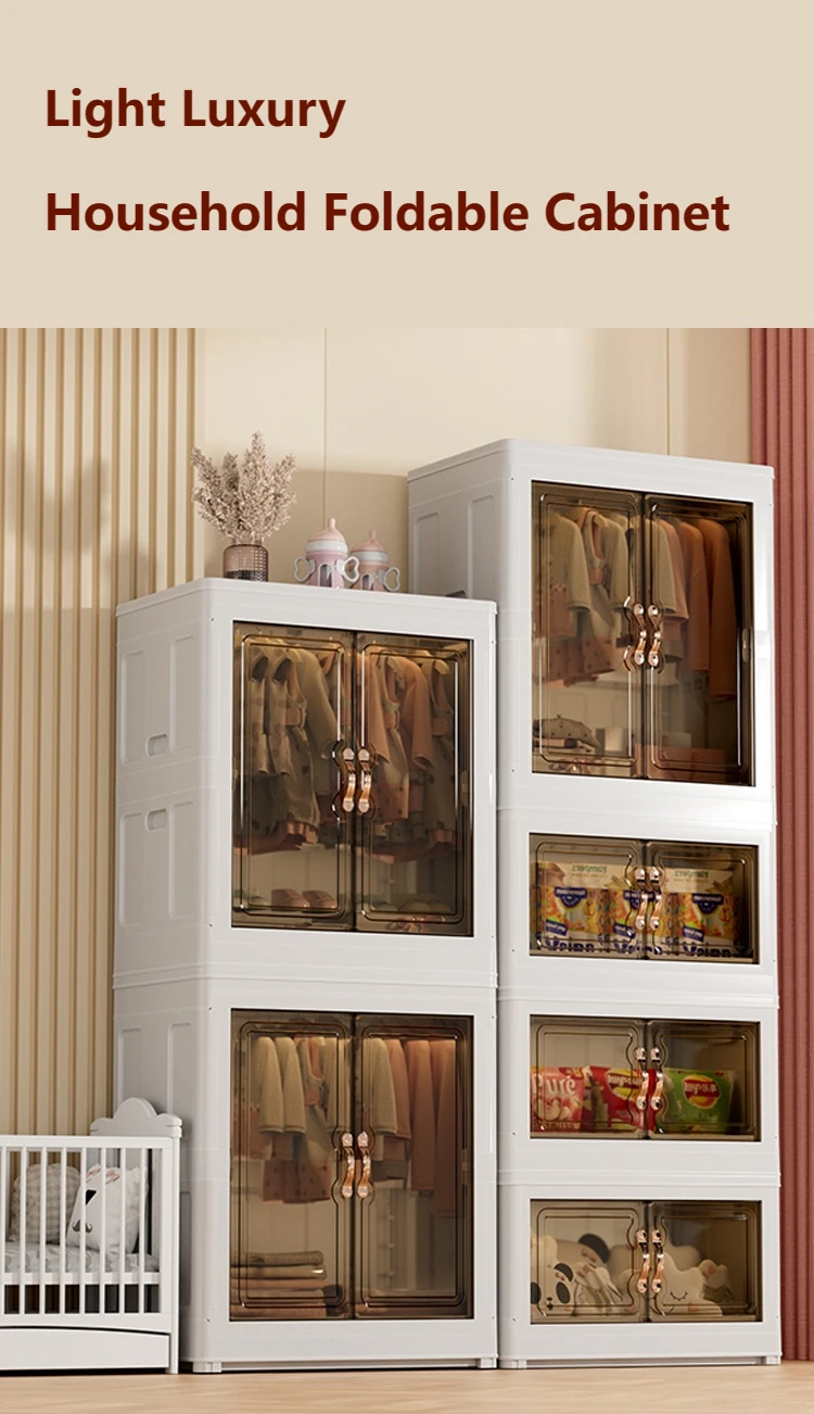 Sesame Household Storage Cabinet Double Door Open Foldable Wardrobe ...