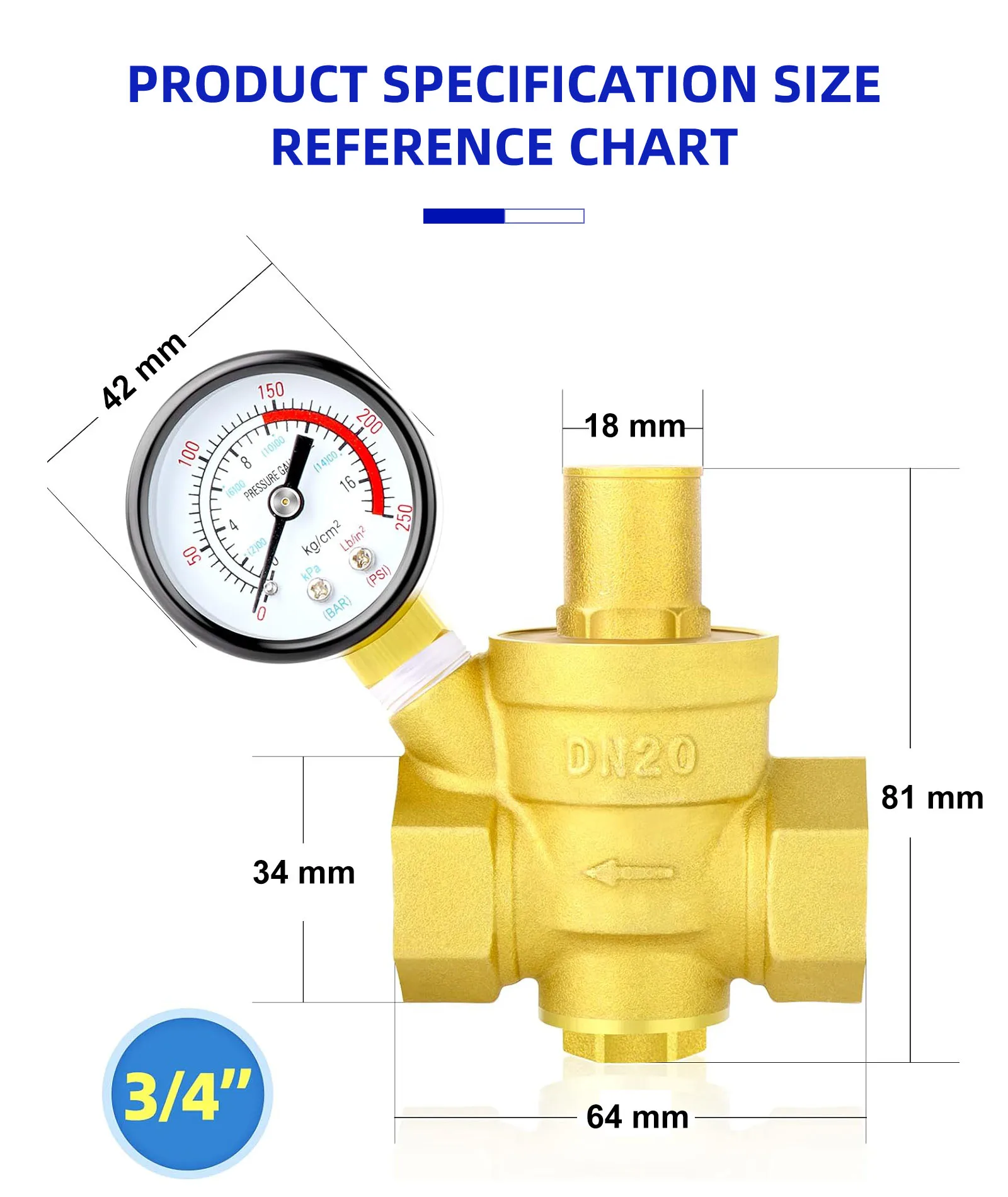 3/4 Inch Brass Water Pressure Regulating Valve,Pressure Reducing Valve ...
