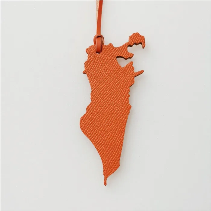 Custom Luxury Promotional Leather Map of Bahrain Charm