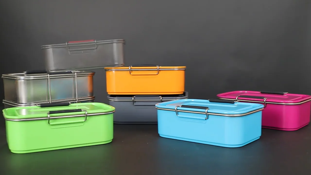 2 Compartment Bento Box Powder Coating 304 Stainless Steel Lunch Box ...