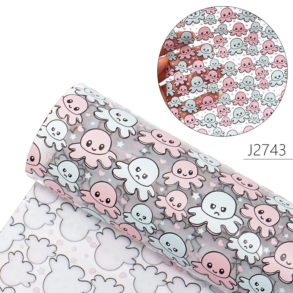 30CM*120CM Transparent Colored Cartoon Pattern Printed Vinyl Fabric ...