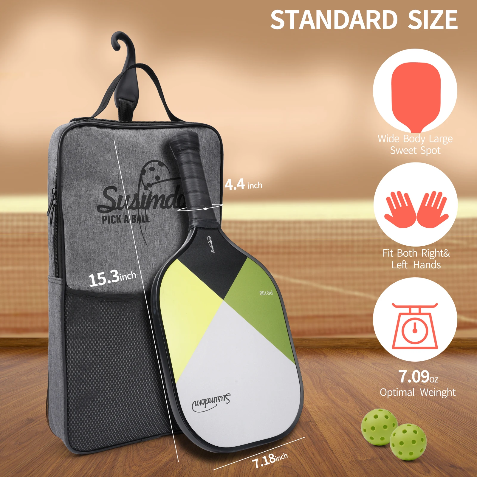 Susimdom Custom Pro Pickle Ball Set Paddle Fiberglass Pickleball Racket ...