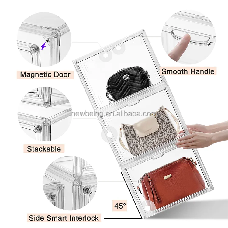 Acrylic Handbag Display Box - Clear, Magnetic, Customizable